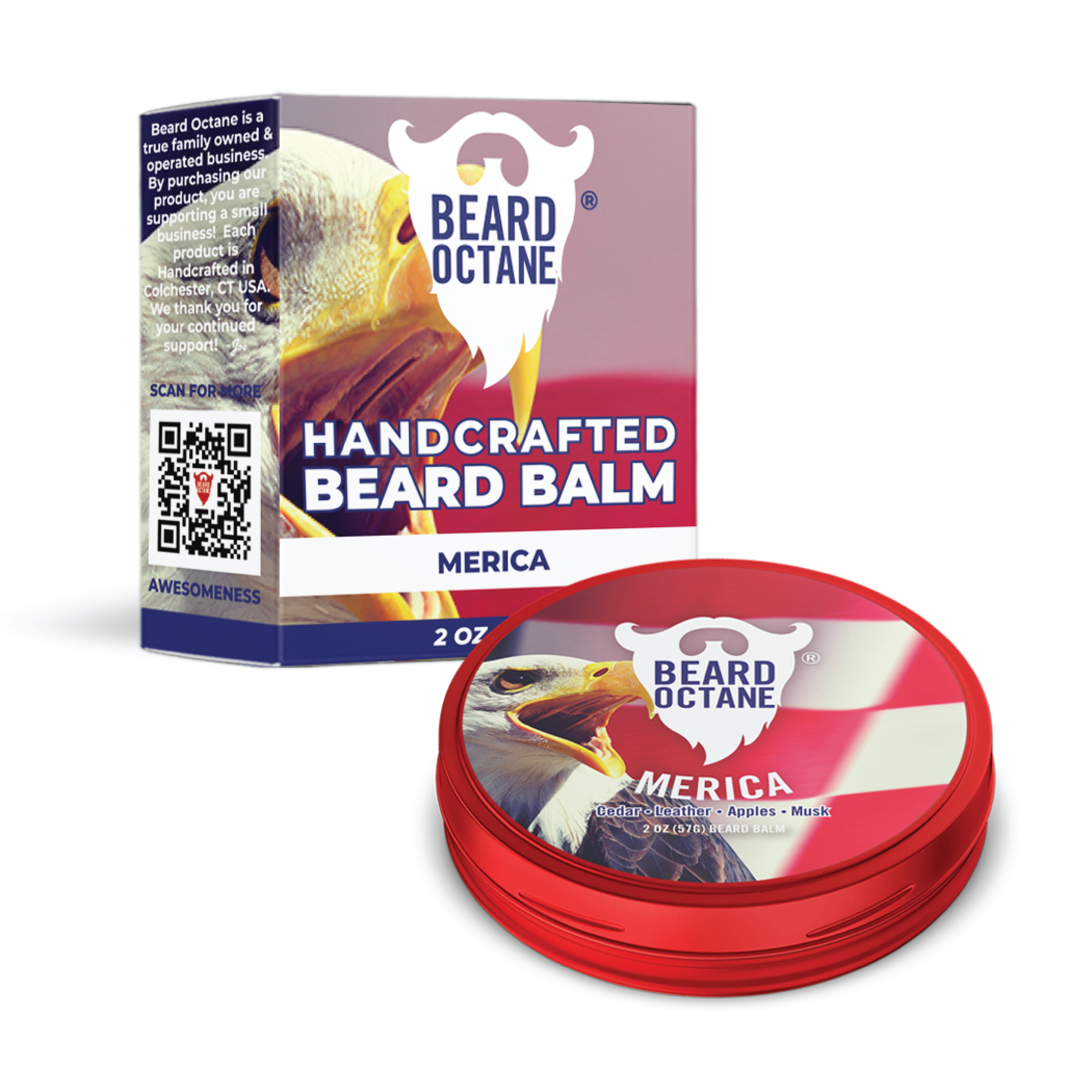 Merica Beard Balm - Cedar, Leather, Apples & Musk – Beard Octane Australia
